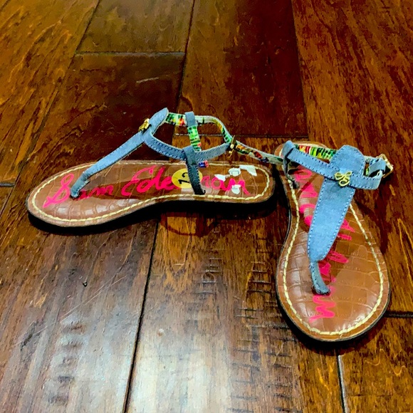 Sam Edelman | Shoes | Sam Edelman Girls Denim Thong Sandals Lightly ...